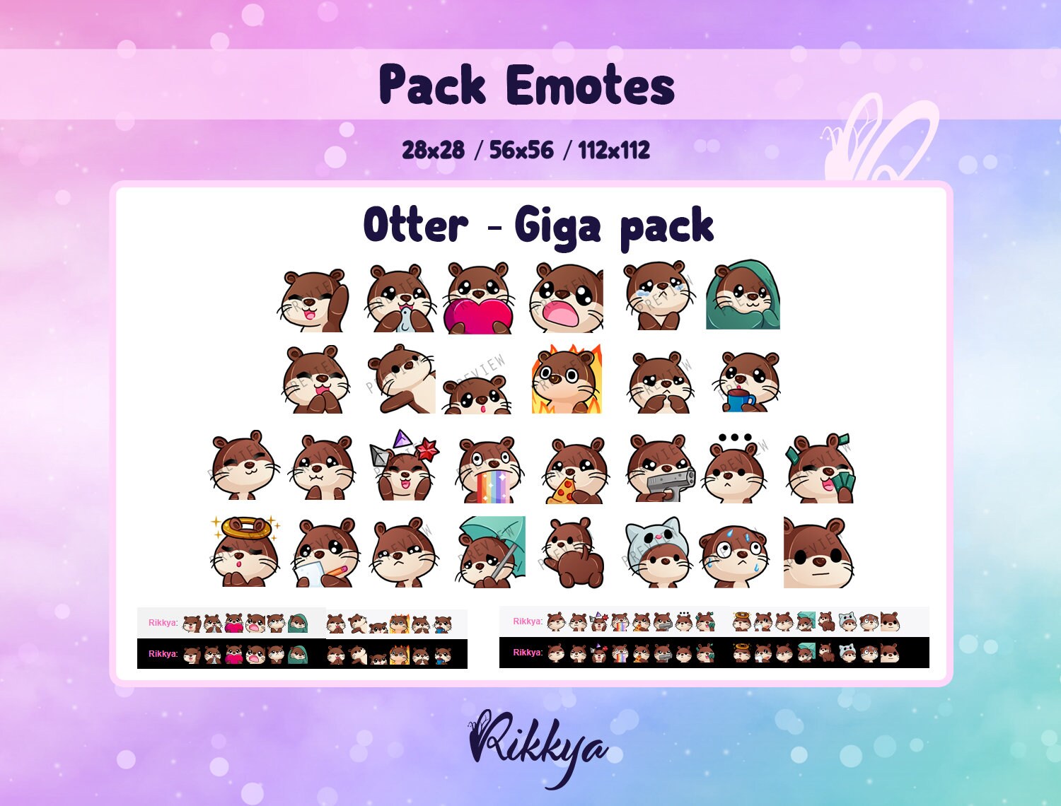 Twitch Sub Emote/badge Giga Pack Otter Instant Download / P2U. Premade ...