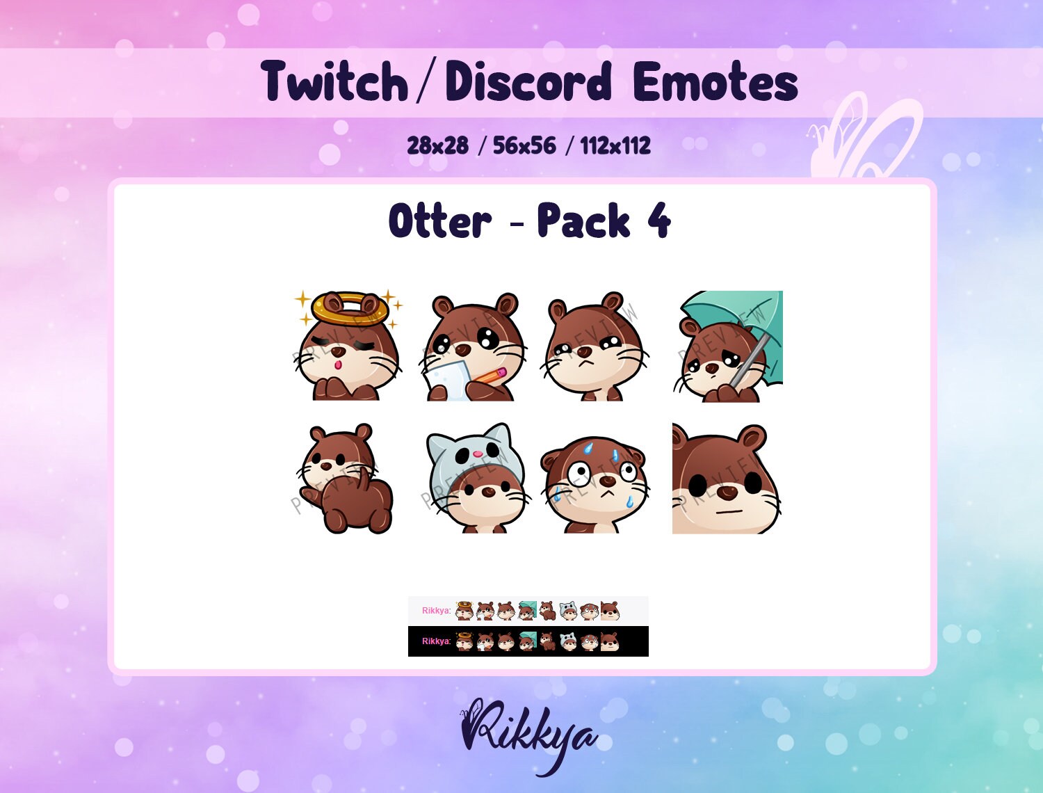 Twitch Emote Otter Pack 4 Instant Download / P2U. Premade Stream Design ...