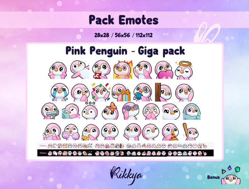 Twitch Sub Emote/badge Giga Pack Pink Penguin Instant - Etsy