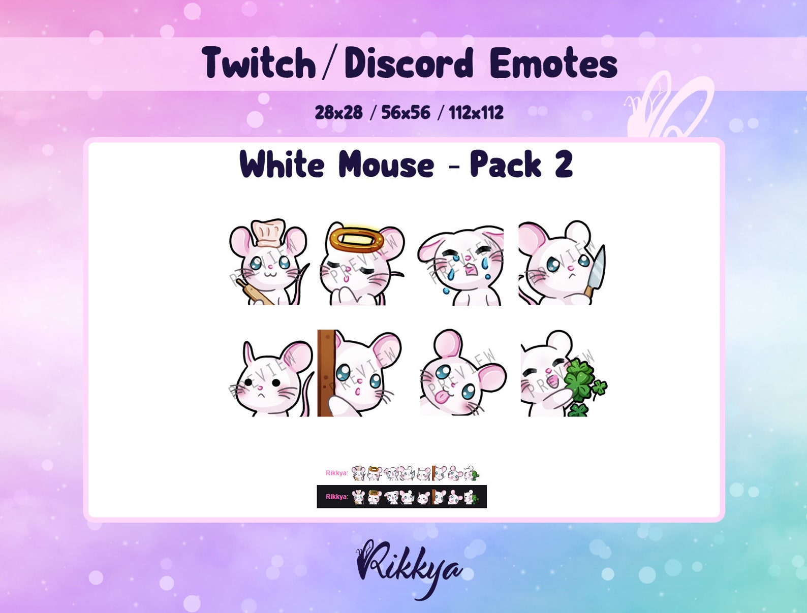 Twitch Emote White Mouse Pack 2 Instant Download / P2U. Premade Stream ...