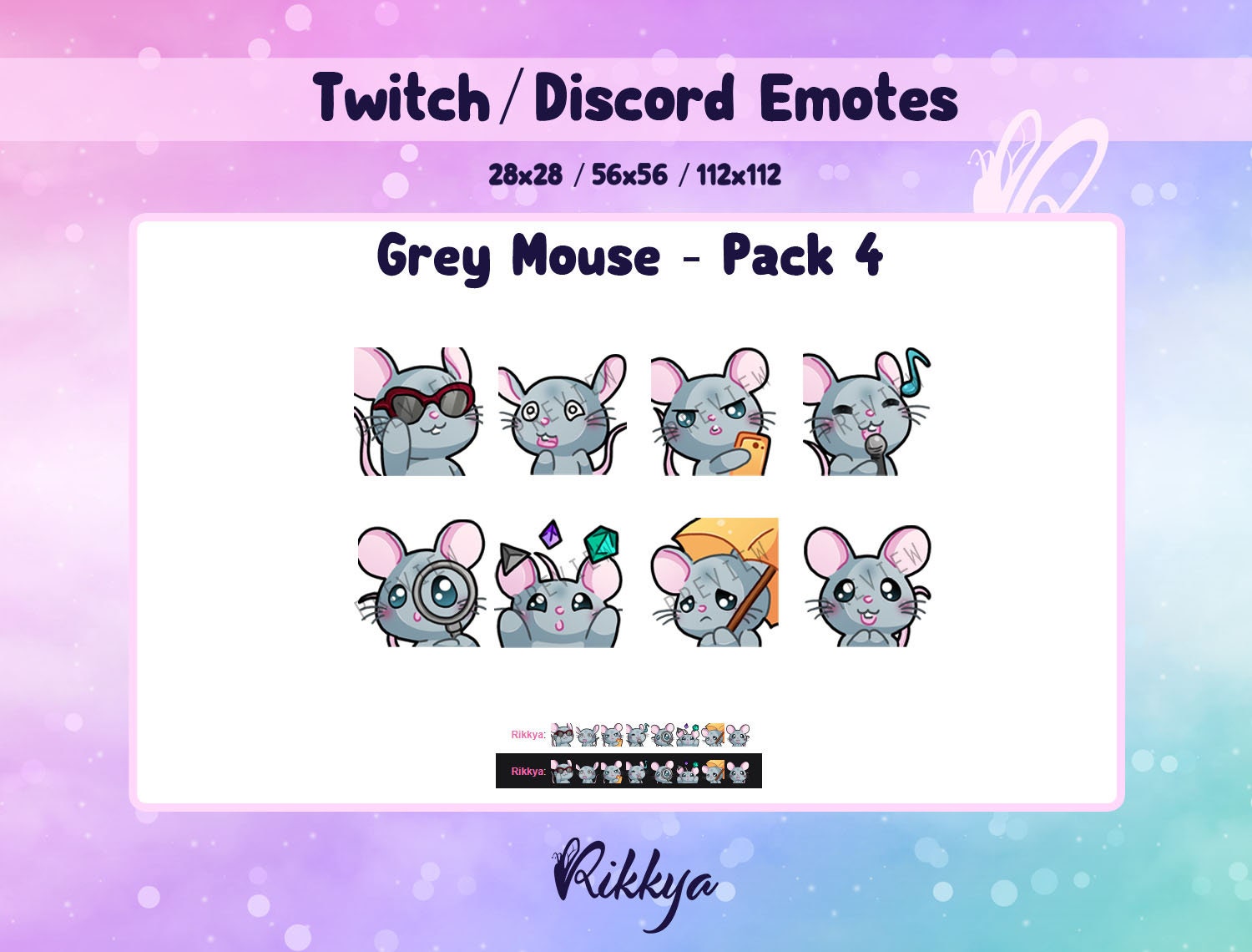 Twitch Emote Grey Mouse Pack 4 Instant Download / P2U. Premade Stream ...