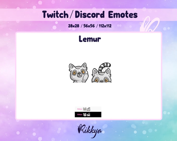 Twitch Emote - Lemur - Instant Download / P2U. Premade Stream Design ...