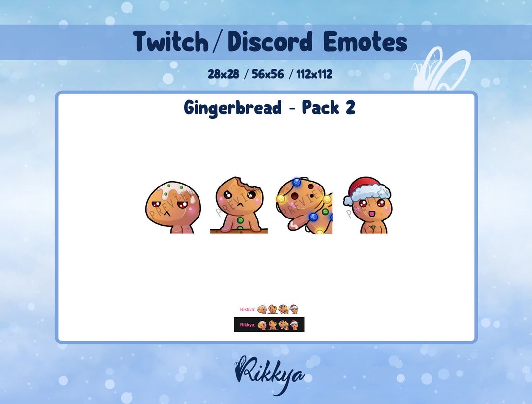 Twitch Sub Emote Christmas Gingerbread Pack 2 Instant Download / P2U ...