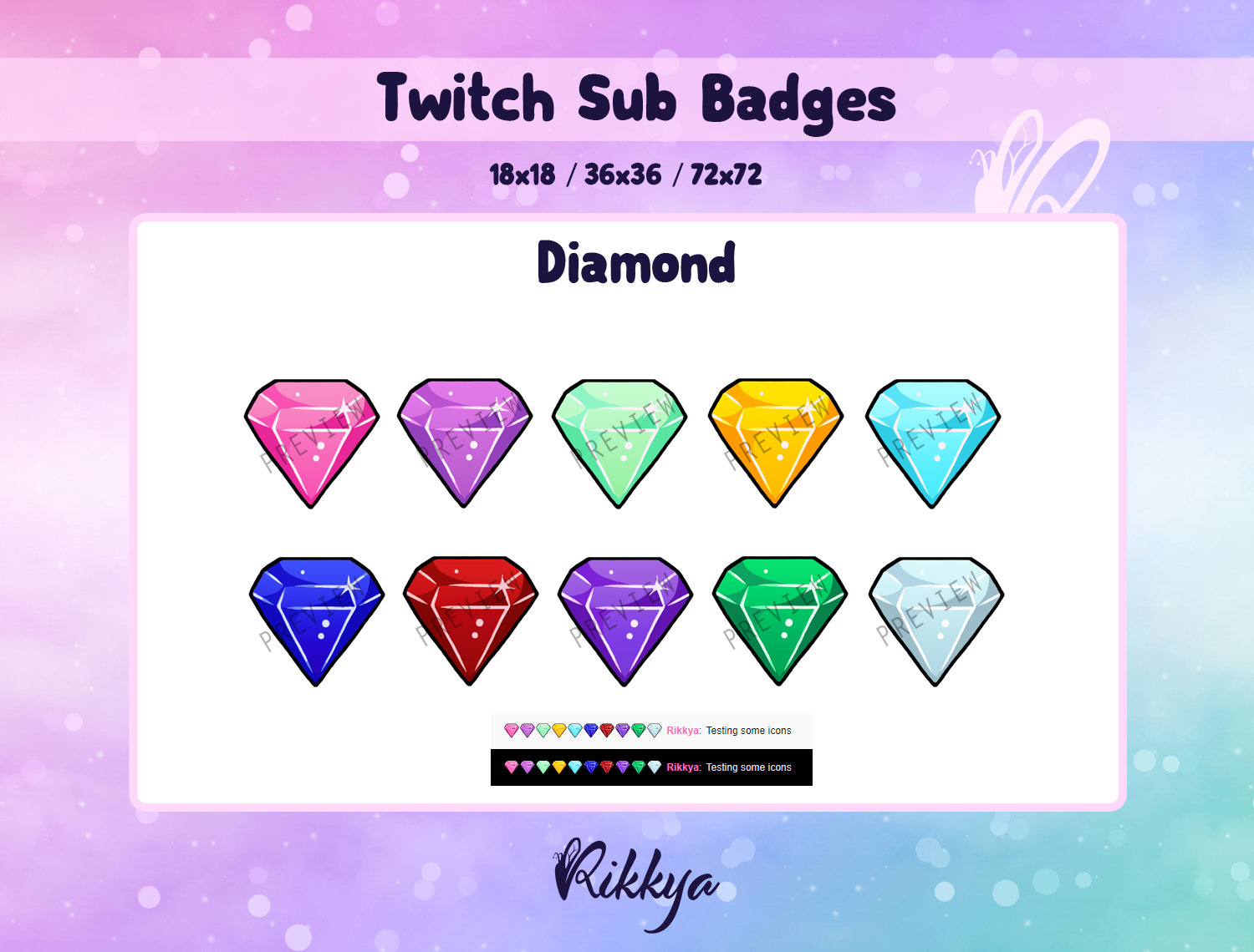 Twitch Bit/cheer Sub Badge Diamond Instant Download / P2U. Premade ...
