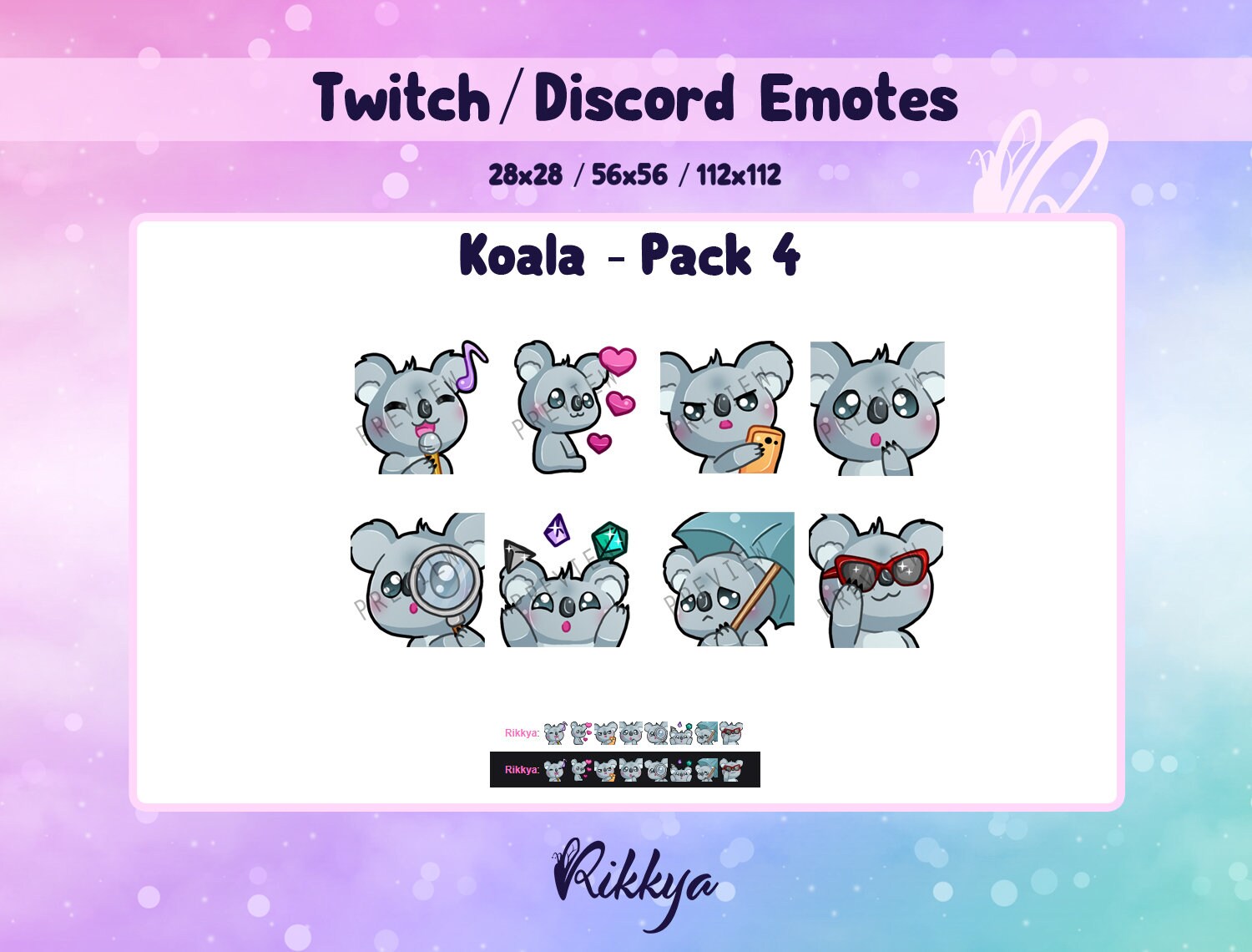 Twitch Emote Koala_pack 4 Instant Download / P2U. Premade Stream Design. Gamer Pack - Etsy