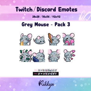 Twitch Emote Grey Mouse Pack 3 Instant Download / P2U. Premade Stream ...