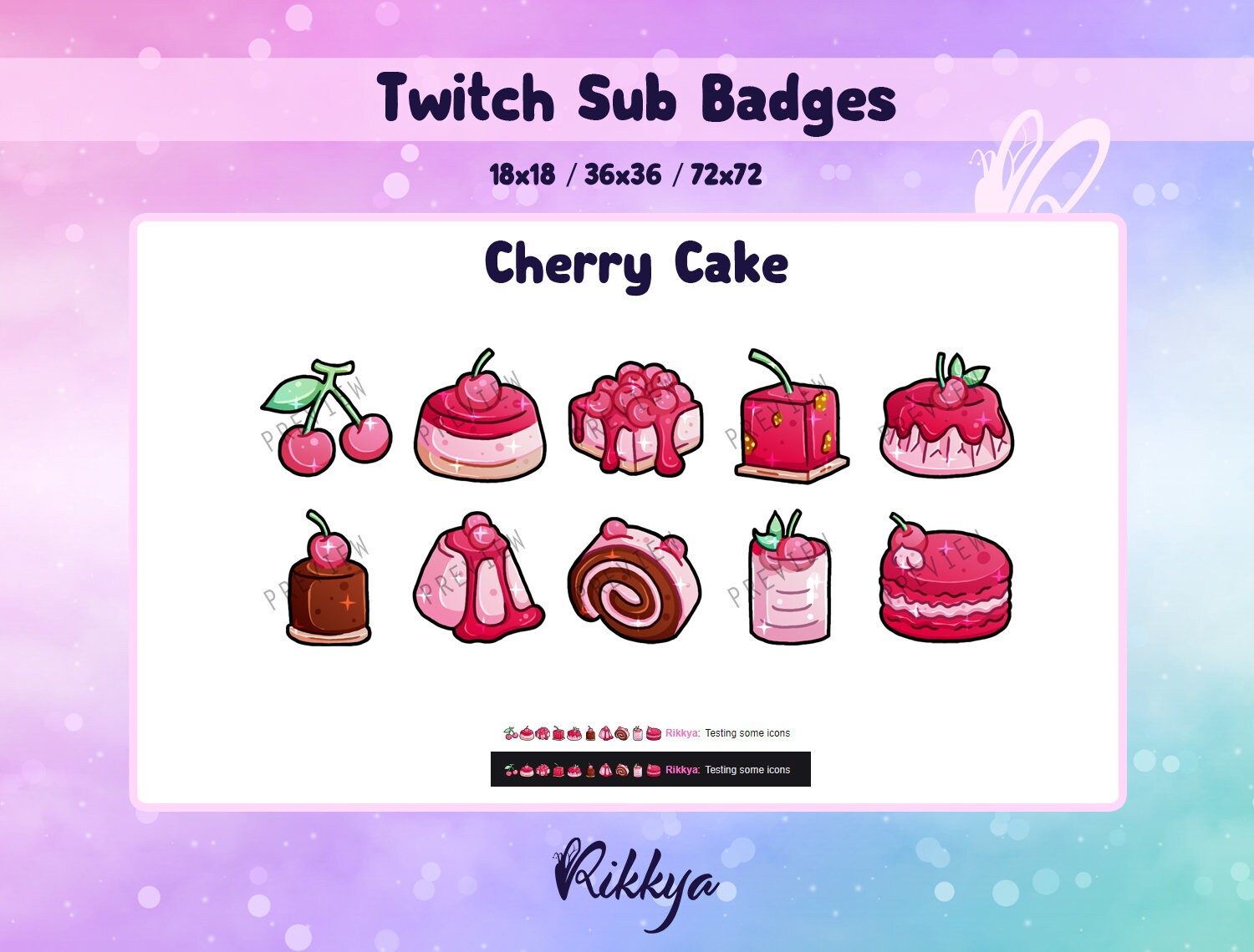 Twitch Bit/cheer Sub Badge - Cherry Cake - Instant Download / P2U ...