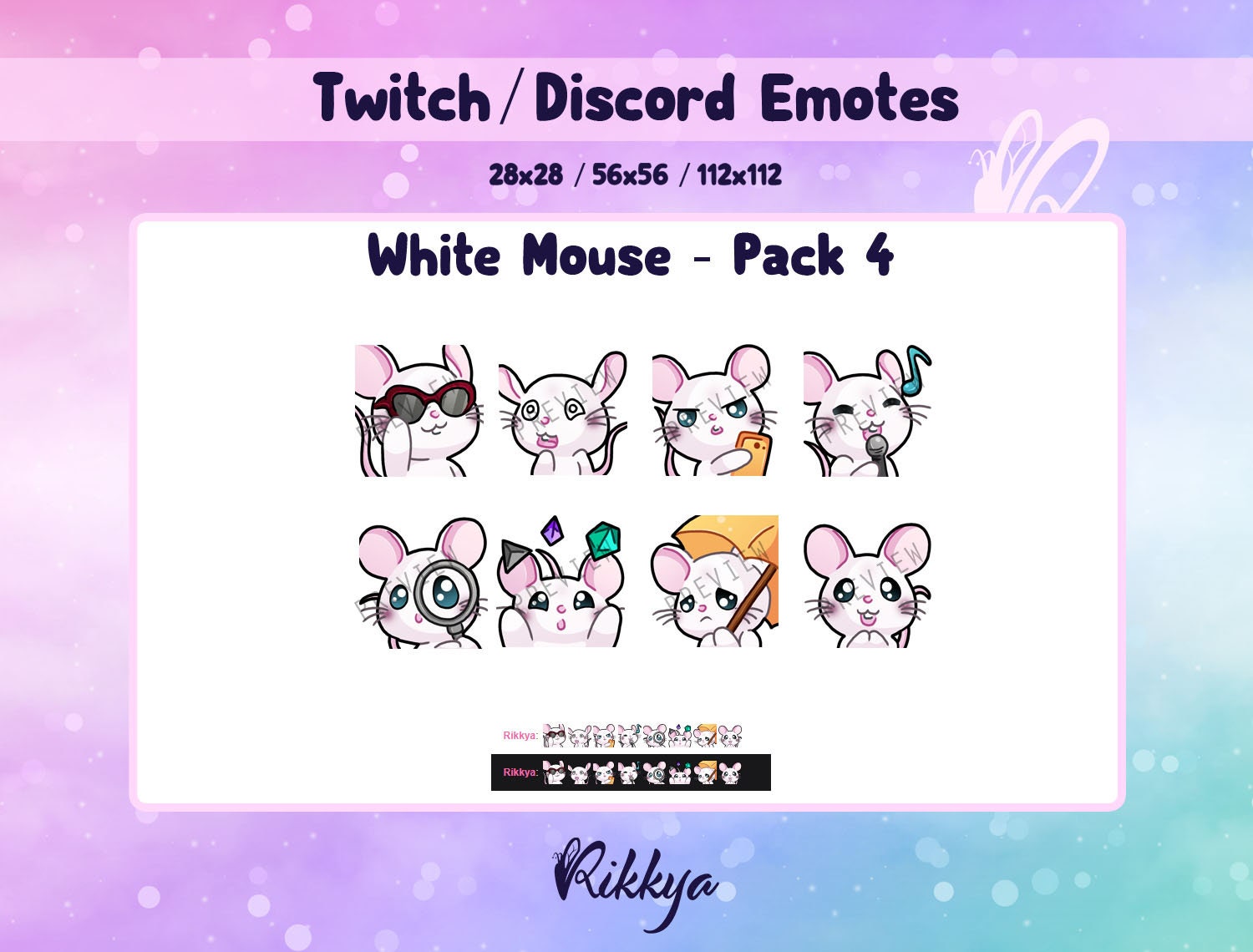 Twitch Emote White Mouse Pack 4 Instant Download / P2U. - Etsy