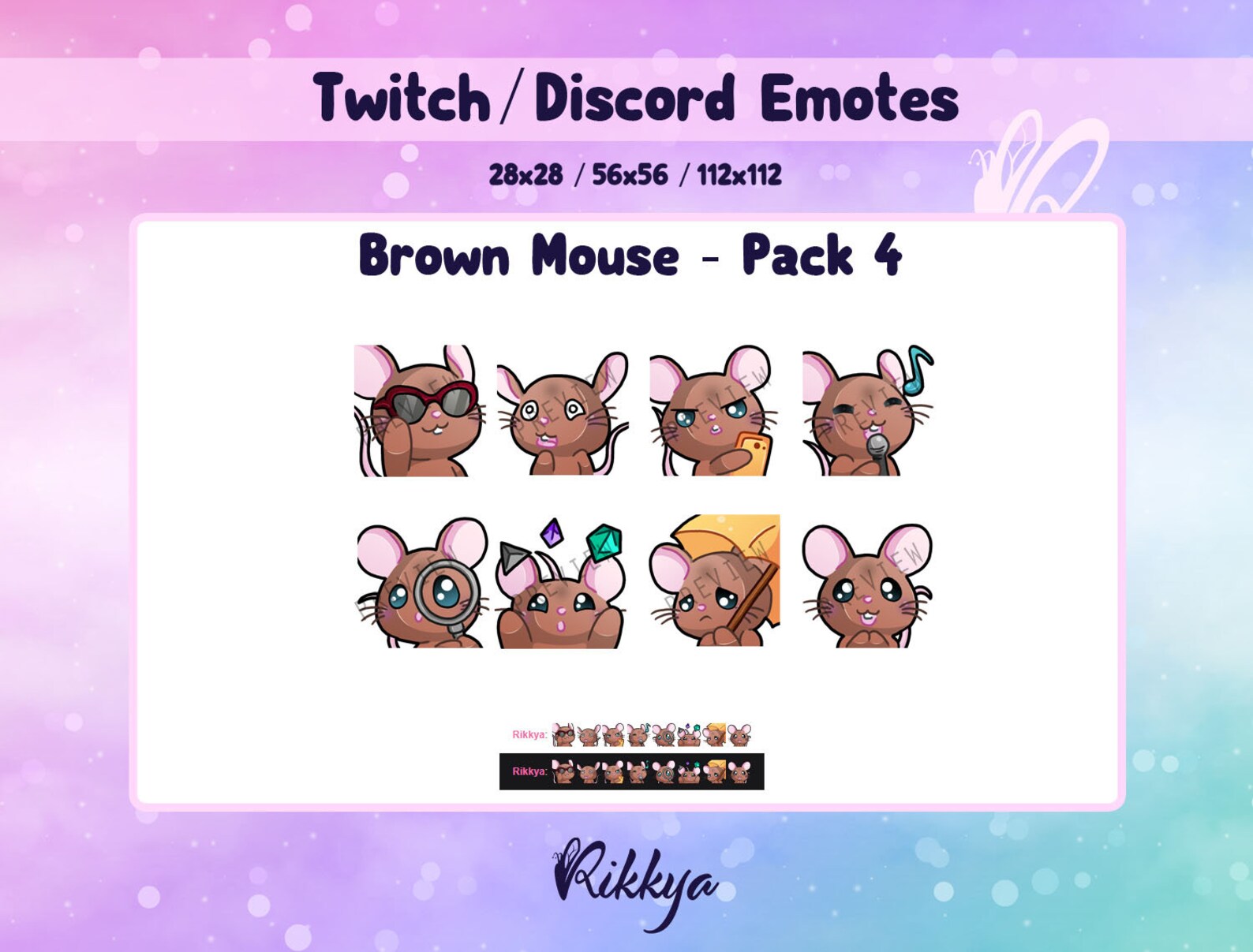 Twitch Emote Brown Mouse Pack 4 Instant Download / P2U. Premade Stream ...