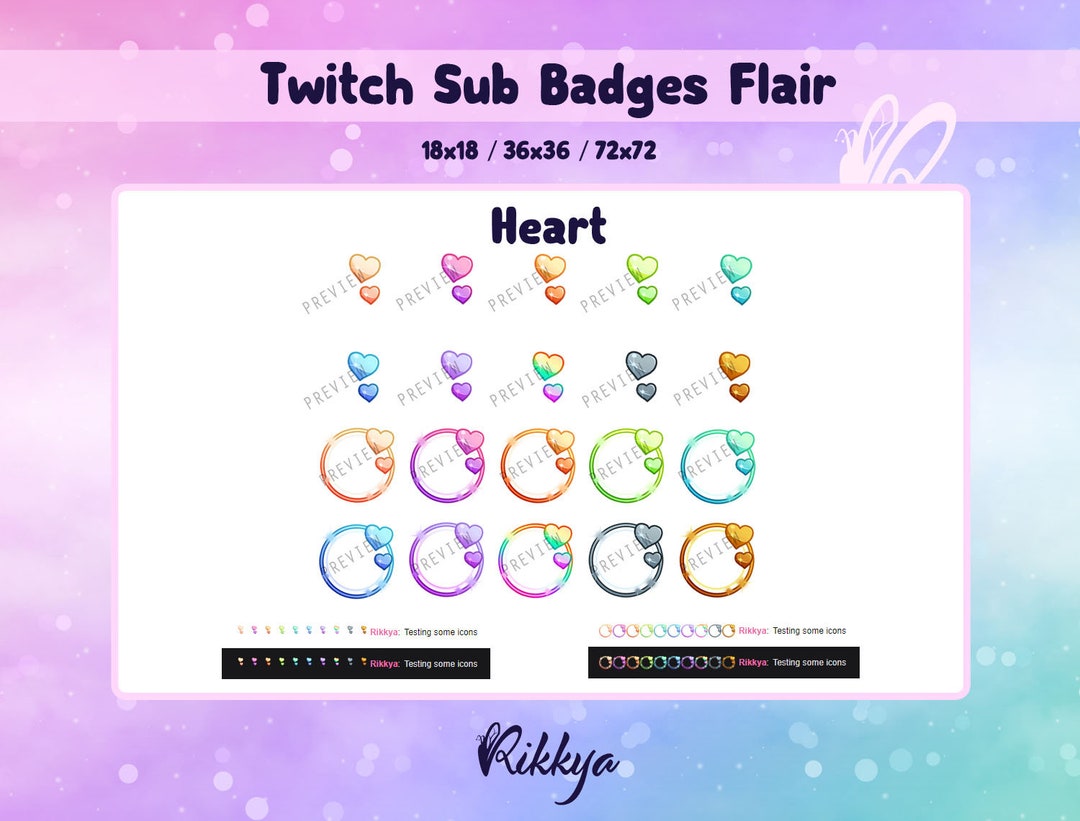 Twitch Bit/cheer Sub Badge Flair Heart - Instant Download / P2U ...