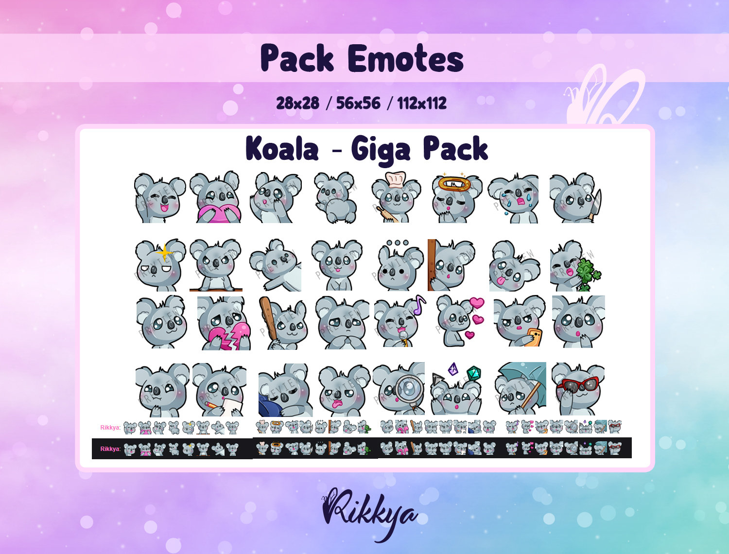 Twitch Sub Emote Giga Pack Koala Instant Download / P2U. Premade Stream ...