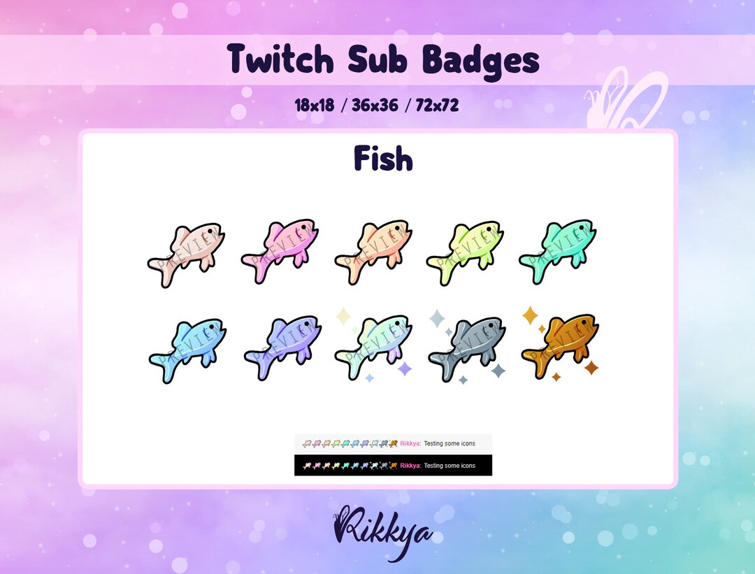 Twitch Bit/cheer Sub Badge Fish Instant Download / P2U. Premade Stream ...