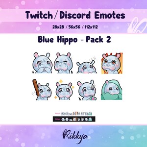 Twitch Emote - Blue Hippo Pack 2 - Instant Download / P2U. Premade ...