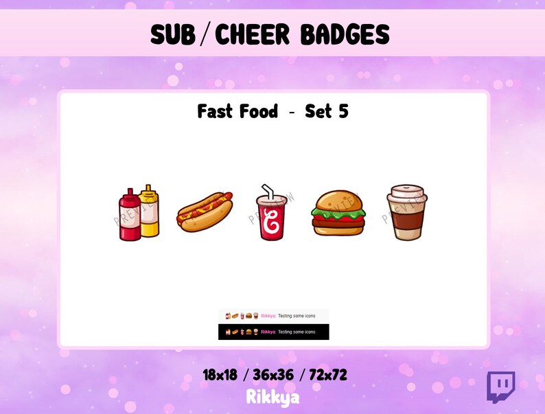 Premade Twitch Bit/Cheer Sub Badge Fast Food hamburger | Etsy