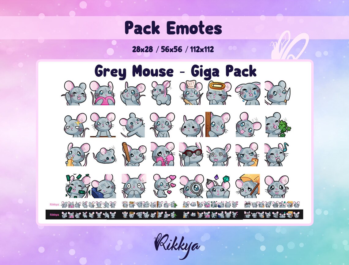 Twitch Sub Emote Giga Pack Grey Mouse Instant Download / P2U. Premade ...