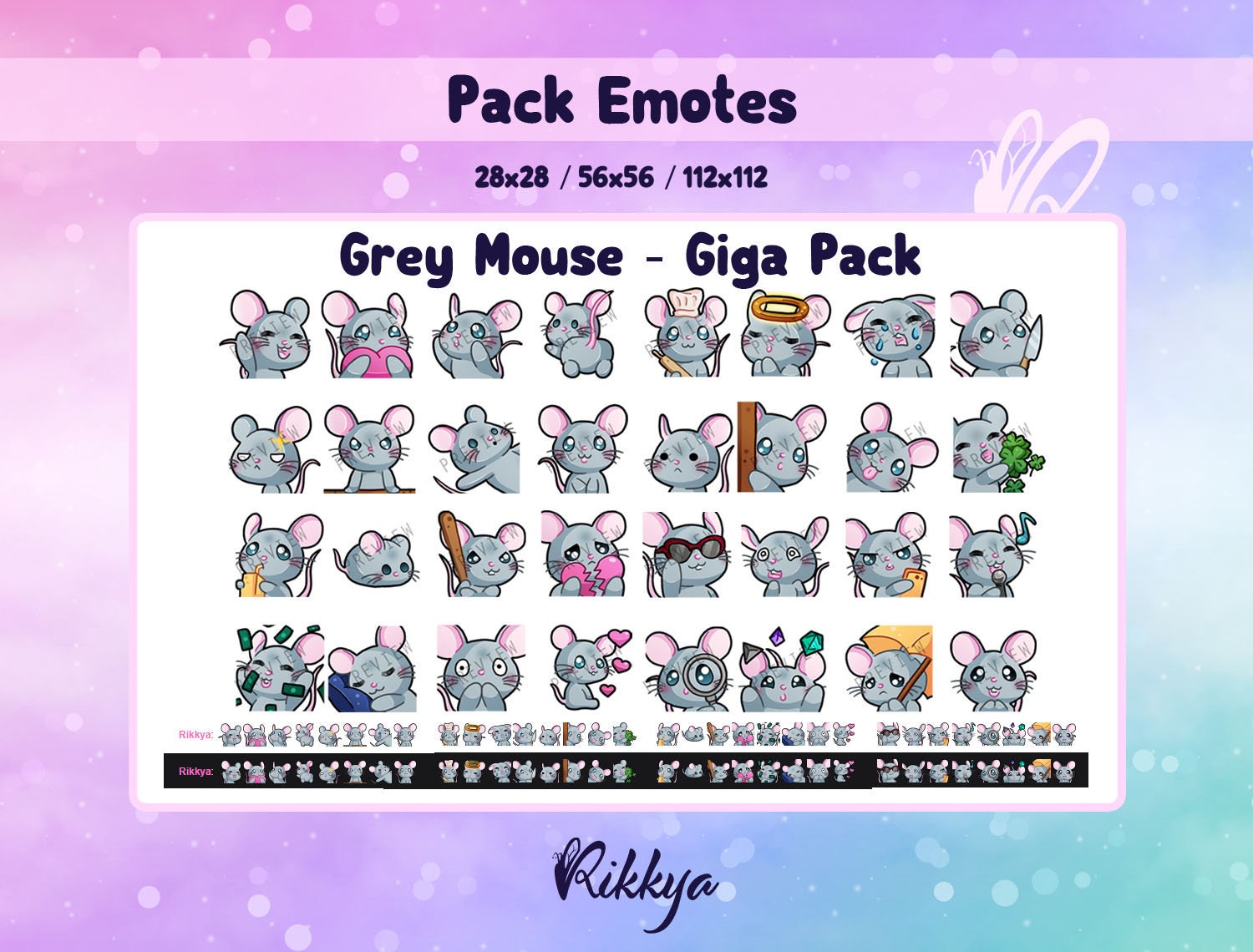 Twitch Sub Emote Giga Pack Gray Mouse Instant Download / P2U. Premade ...