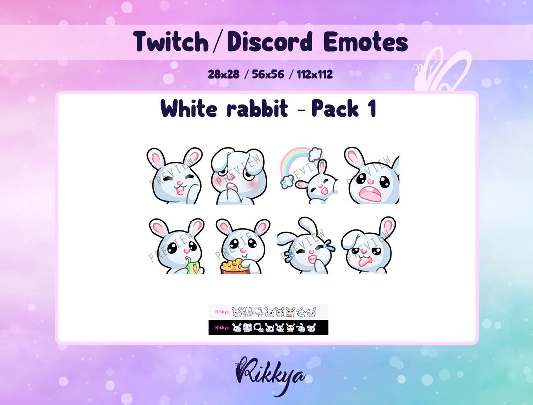 Twitch Emote White Rabbit Pack 1 Instant Download / P2U. Premade Stream ...