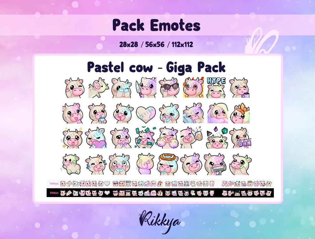 Twitch Sub Emote - Giga Pack Pastel Cow - Instant Download / P2U ...