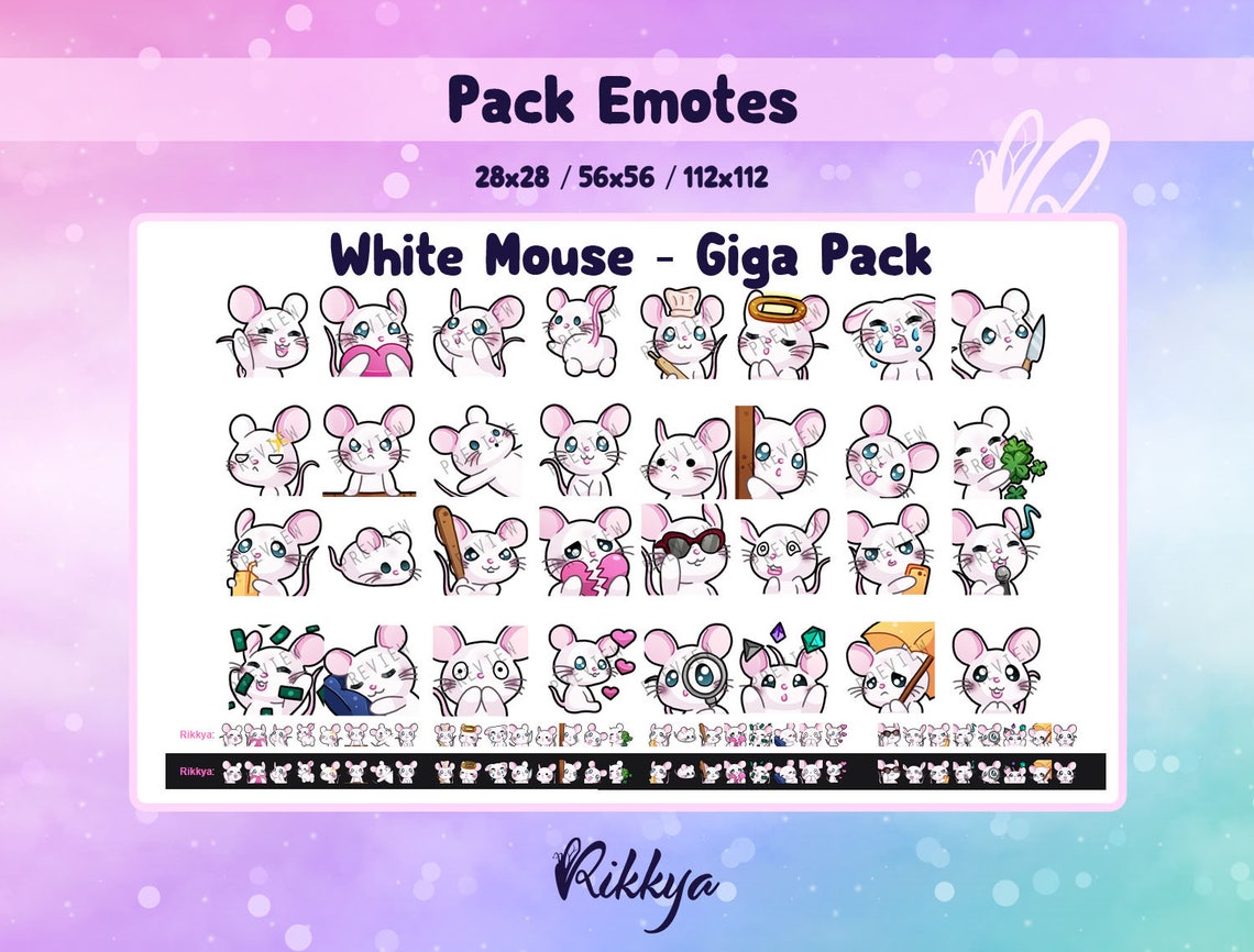 Twitch Sub Emote Giga Pack White Mouse Instant Download / P2U. Premade ...