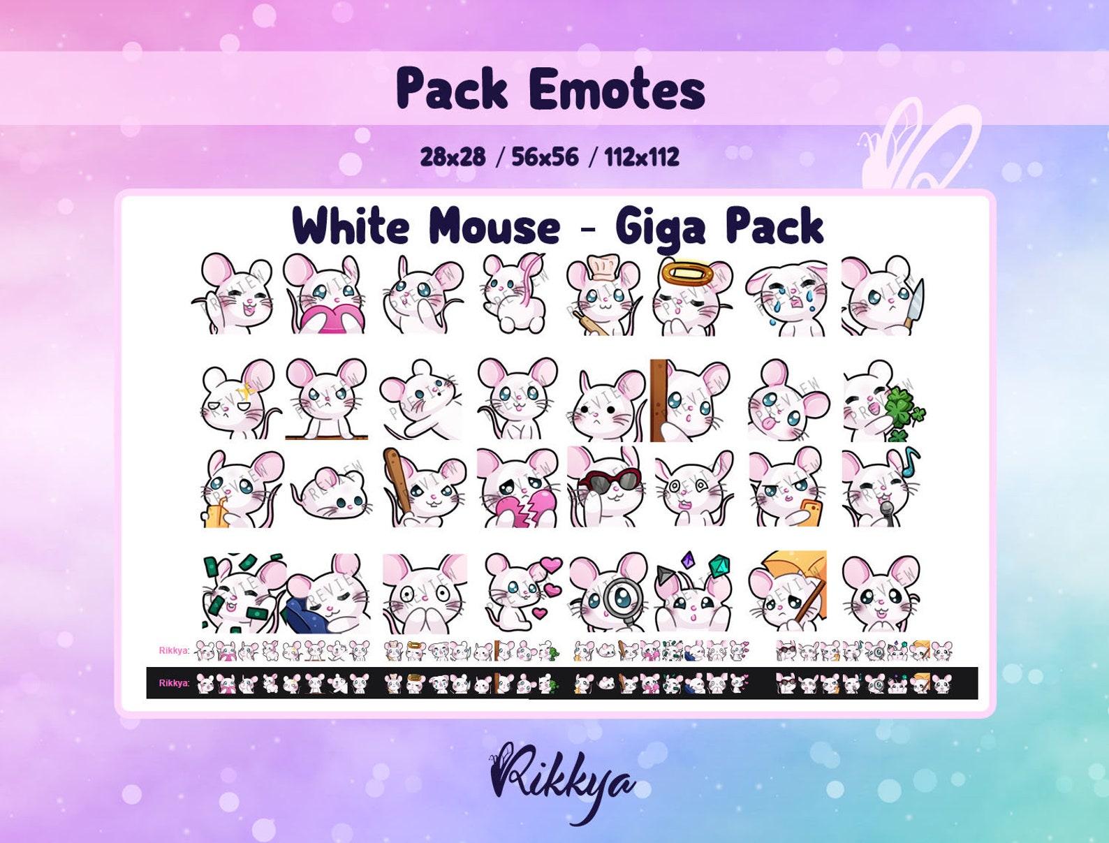 Twitch Sub Emote Giga Pack White Mouse Instant Download / P2U. Premade ...