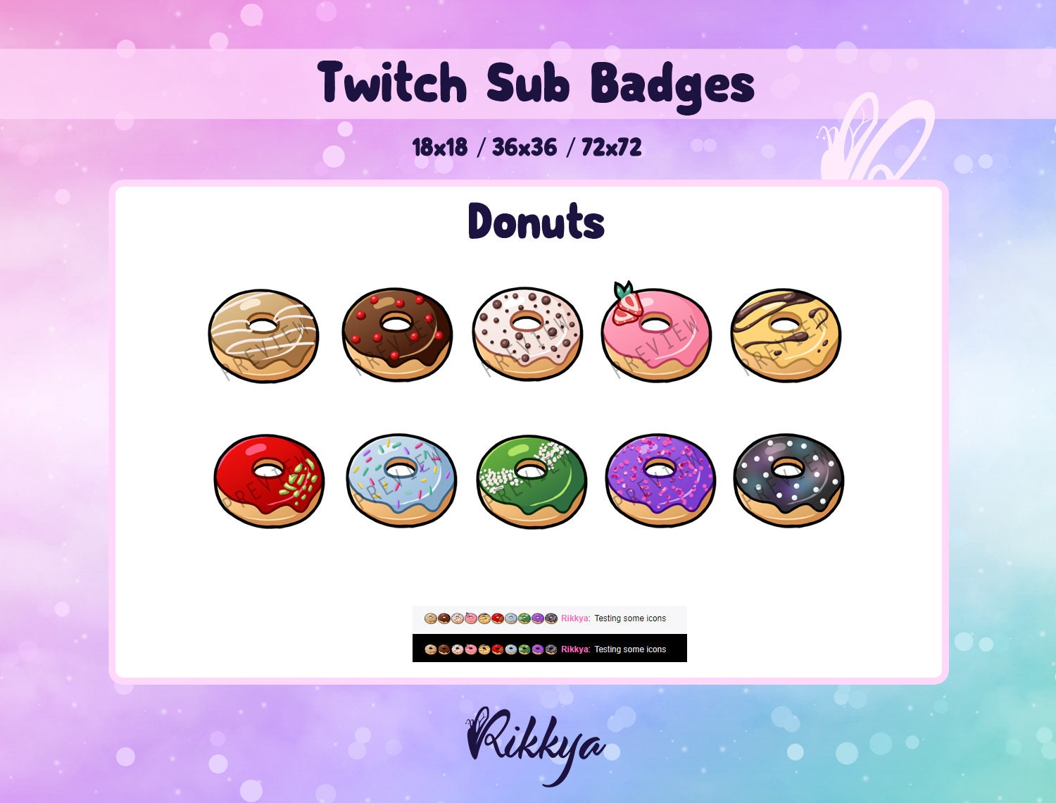 Twitch Bit/cheer Sub Badge Donuts Instant Download / P2U. Premade ...