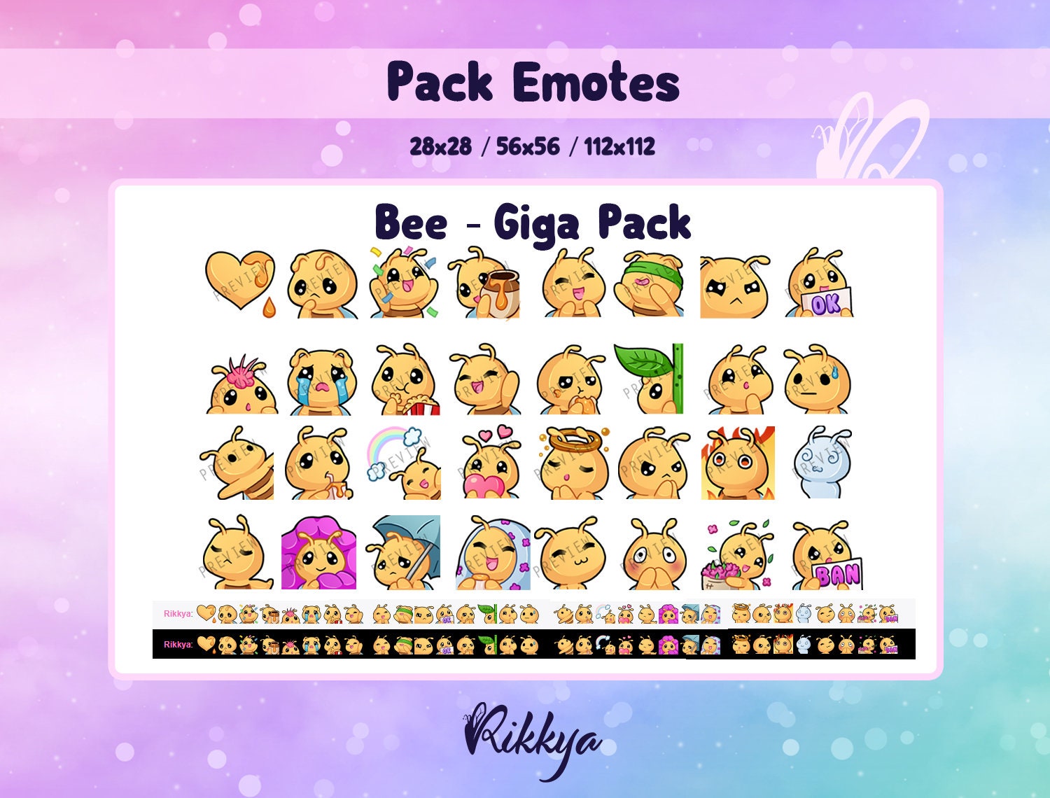Twitch Sub Emote Bees GIGA Pack Instant Download / P2U. Premade Stream ...