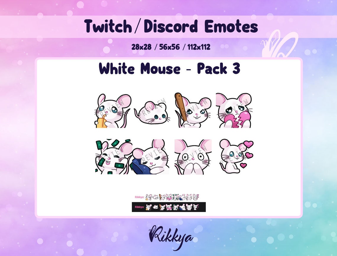 Twitch Emote White Mouse Pack 3 Instant Download / P2U. Premade Stream ...