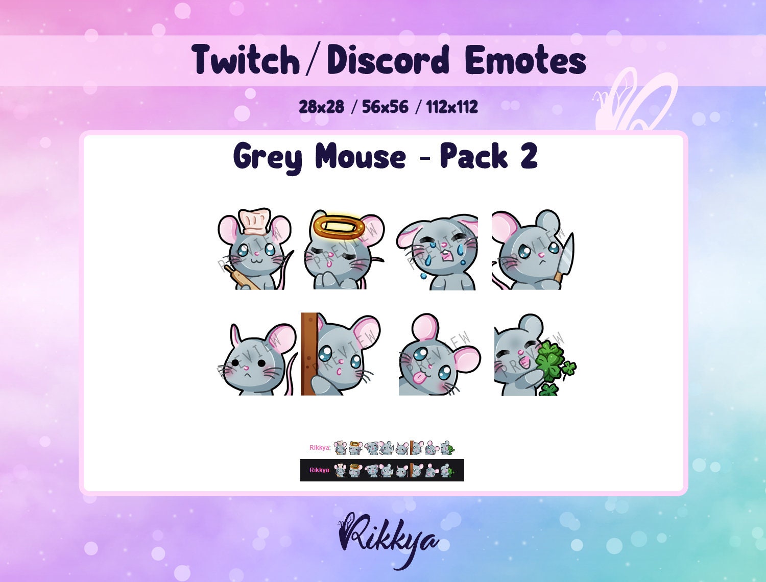 Twitch Emote - Grey Mouse Pack 2 - Instant Download / P2U. Premade ...