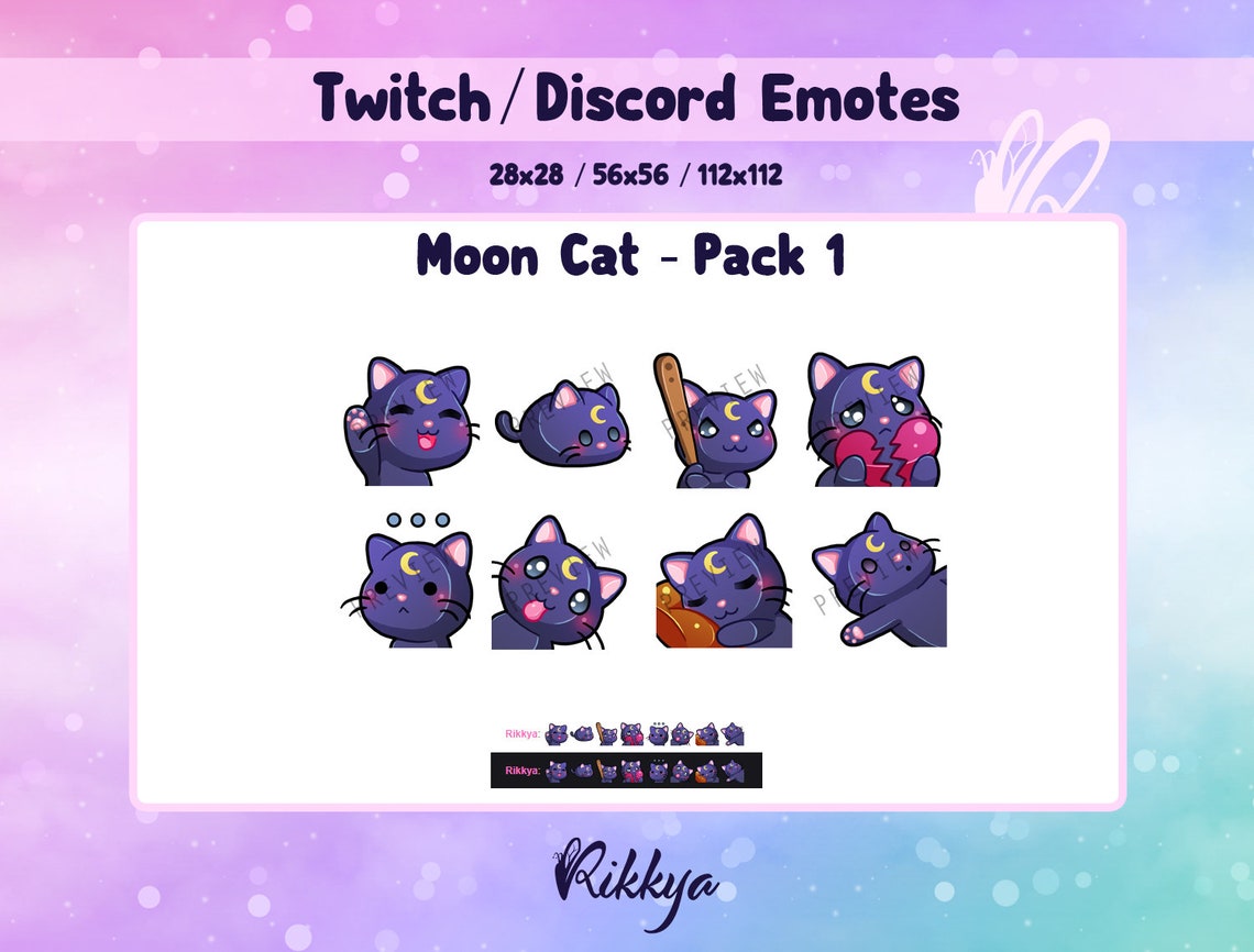 Twitch Emote Moon Cat Pack 1 Instant Download / P2U. - Etsy