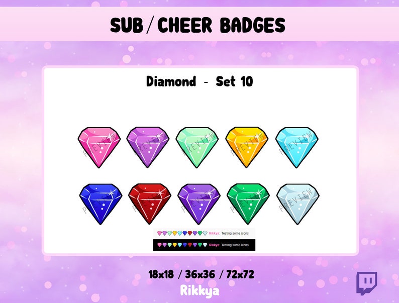 Twitch Bit/Cheer Sub Badge Diamond | Etsy