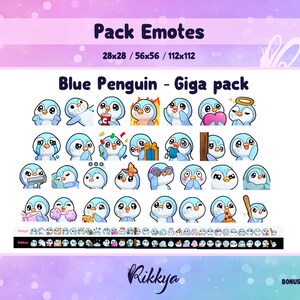 Twitch Sub Emote/badge - Giga Pack Blue Penguin - Instant Download ...