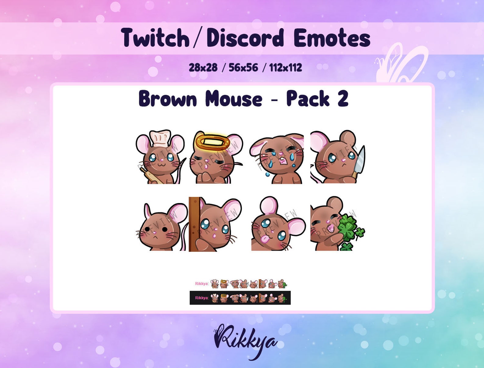 Twitch Emote Brown Mouse Pack 2 Instant Download / P2U. Premade Stream ...