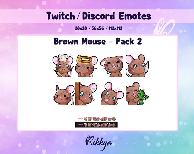 Twitch Emote - Brown Mouse Pack 2 - Instant Download / P2U. Premade ...