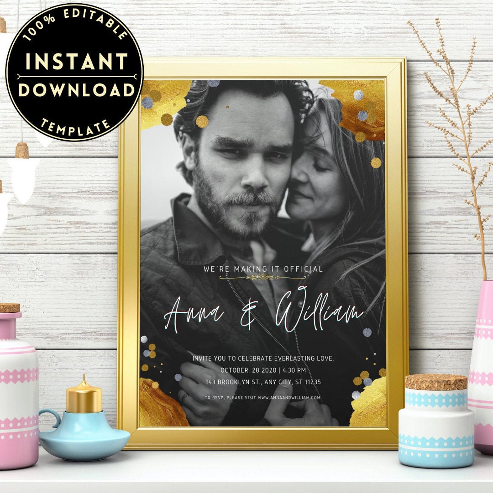Virtual Wedding Invite Card Template 100 Editable Etsy virtual-wedding-invite-card-template-100-editable-etsy