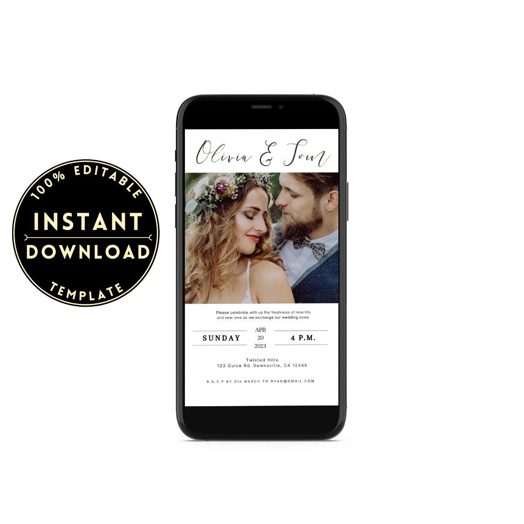 Electronic Digital Wedding Invitation Template Text Message - Etsy
