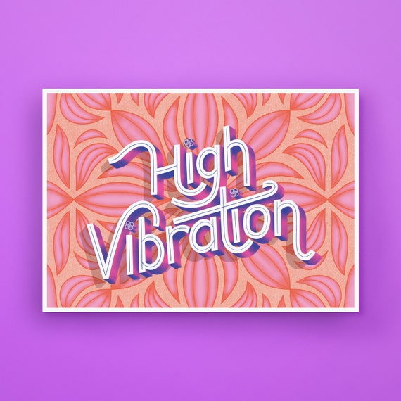 High Vibration Print. Hand Lettering Positive Quotes Flower | Etsy