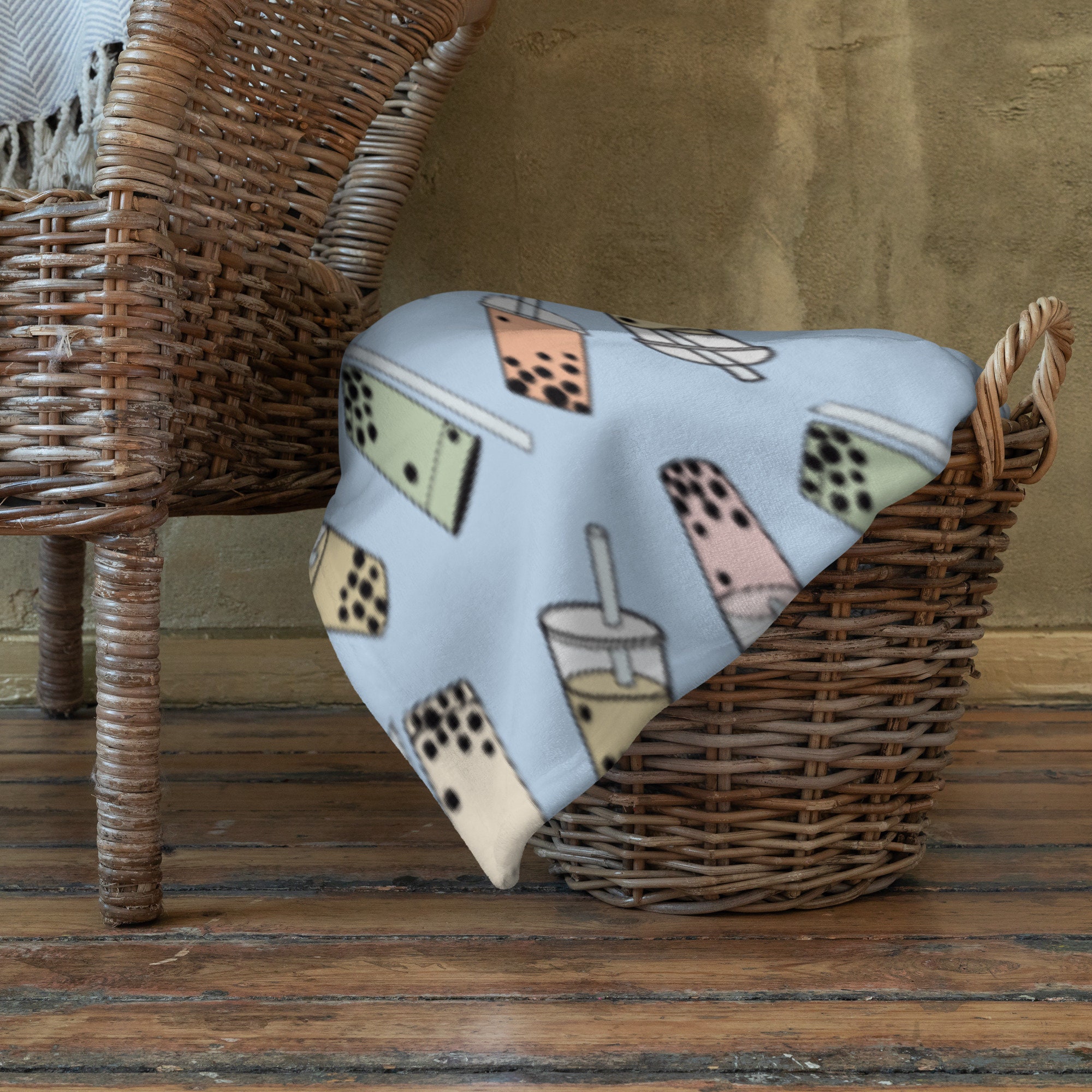 Boba Tea Throw Blanket/milk Tea Blanket/bubble Tea/peral Tea/gift for ...