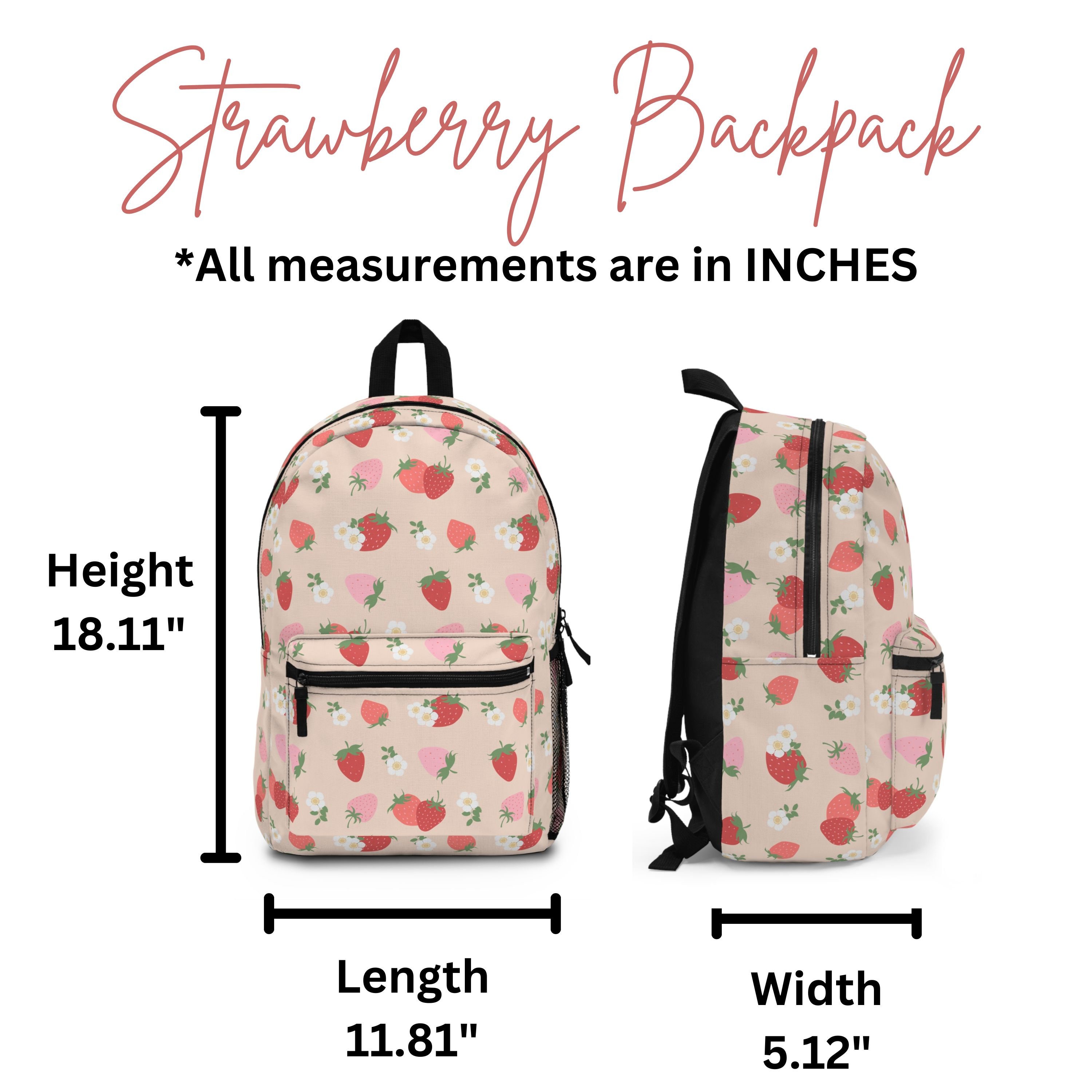 Strawberry Backpack/back to School/strawberry Print Laptop Backpack ...
