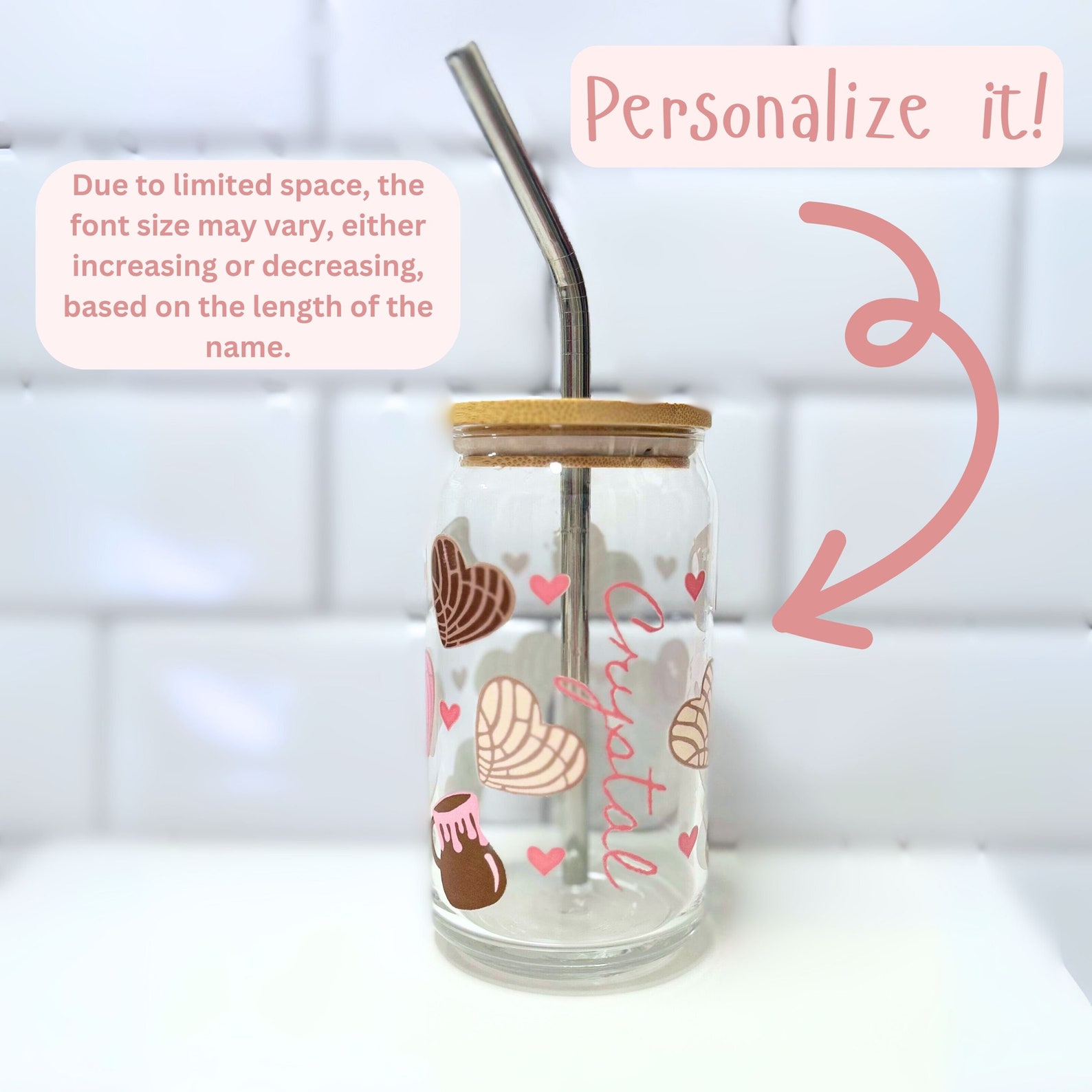 Concha Personalized Sipper Glass/soda Can Shaped Glass/mexican Sweet ...