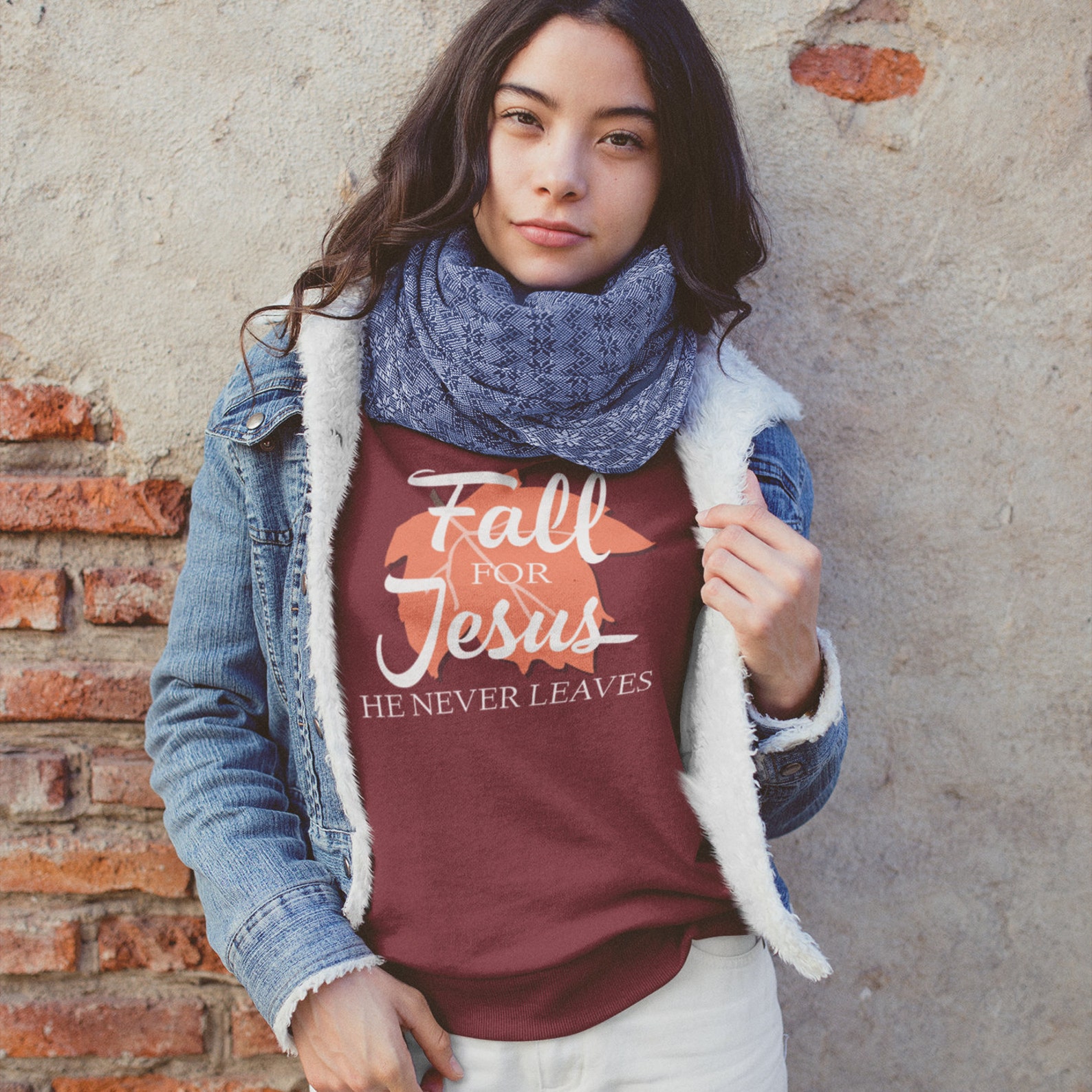 Fall for Jesus He Never Leaves, Fall Christian Sweatshirts for Women ...