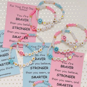 Back to School Stacking Beaded Smiley Face Bead Bracelet School Gift ...