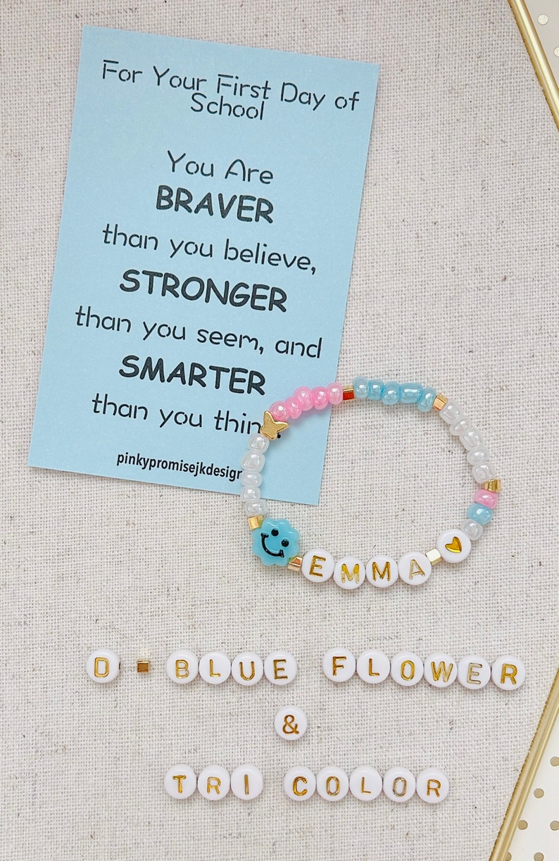 Back to School Stacking Beaded Smiley Face Bead Bracelet | School Gift ...