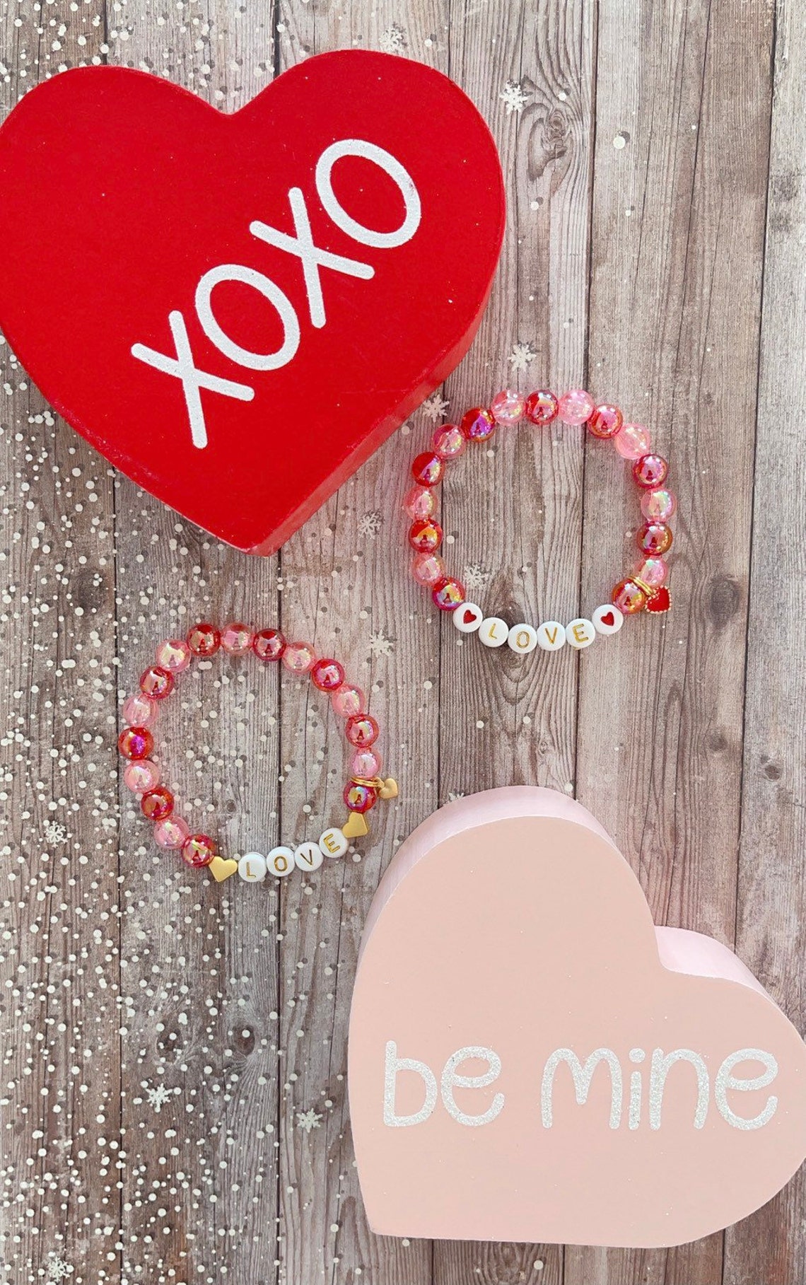 24K Personalized Valentine Beads Bracelet Valentines Day | Etsy