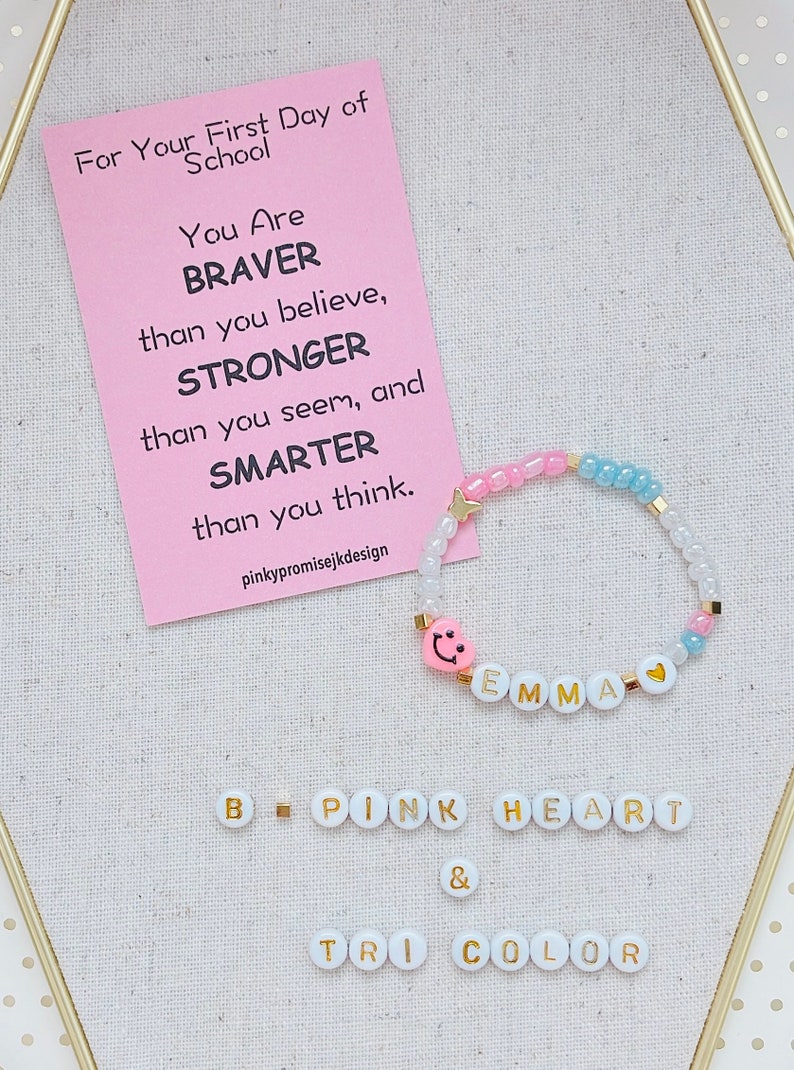 Back to School Stacking Beaded Smiley Face Bead Bracelet - Etsy