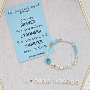 Back to School Stacking Beaded Smiley Face Bead Bracelet | School Gift ...