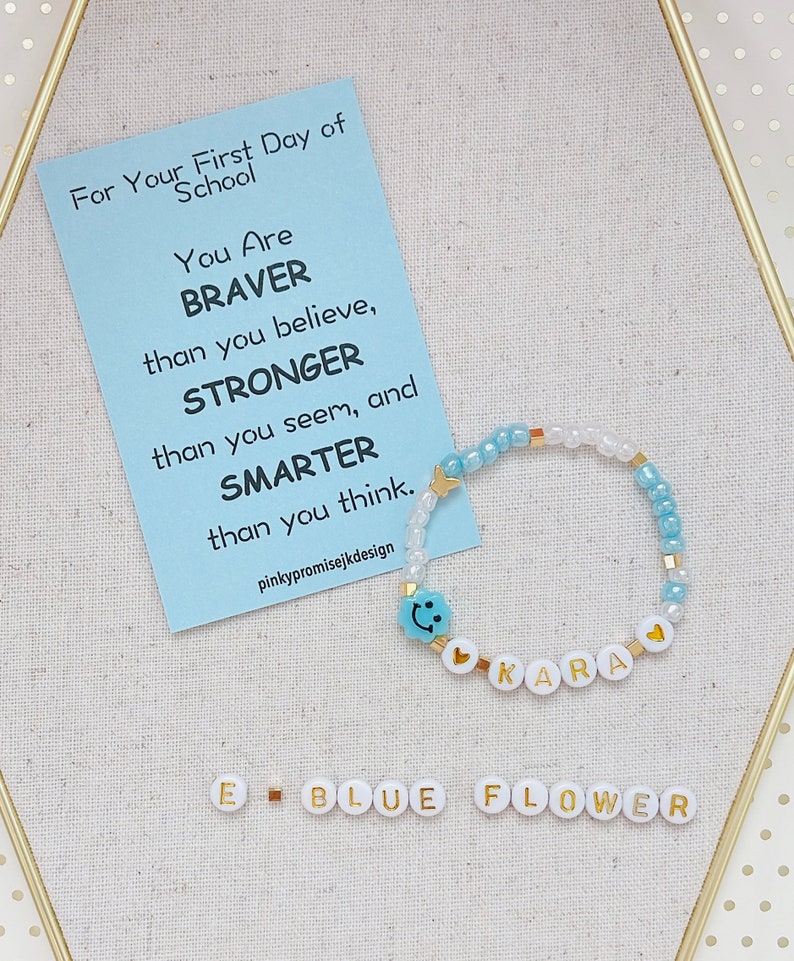 Back to School Stacking Beaded Smiley Face Bead Bracelet | School Gift ...