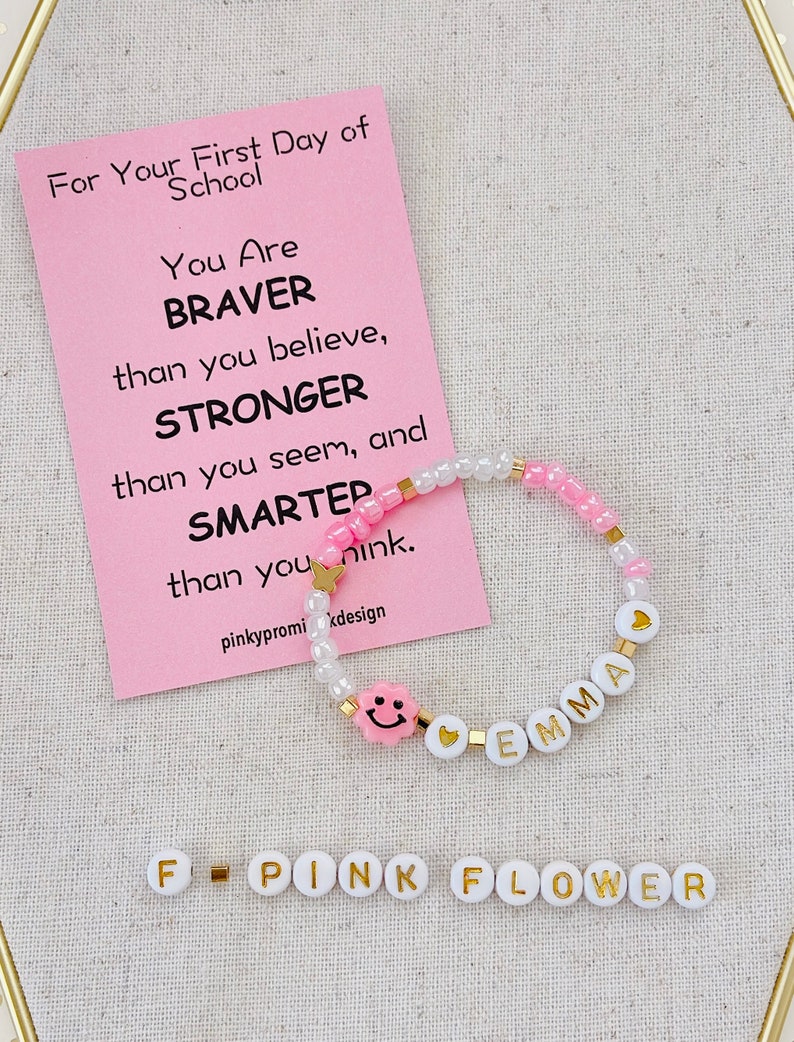 Back to School Stacking Beaded Smiley Face Bead Bracelet | School Gift ...
