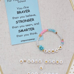 Back to School Stacking Beaded Smiley Face Bead Bracelet | School Gift ...