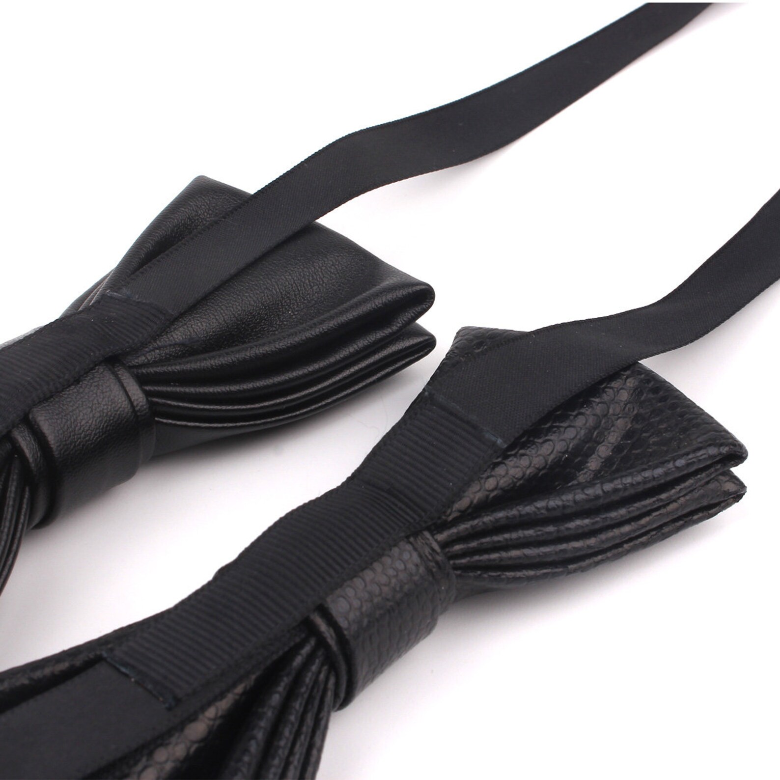 Leather Neck Tie Cap SetBlack Ties For MenSlim NecktieGroom | Etsy