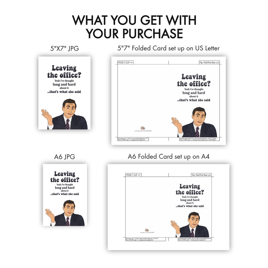 The Office TV Show Michael Scott Goodbye Card, Hand Drawn Printable ...